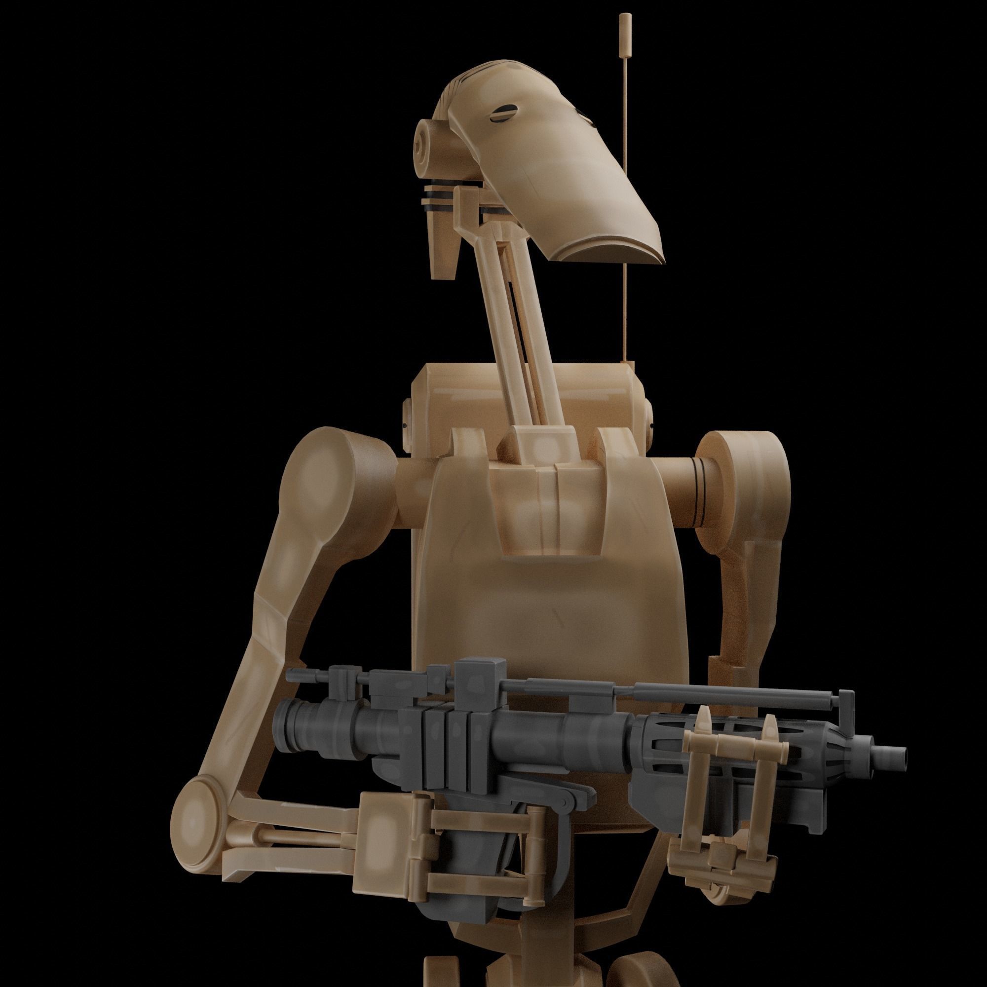 Battle Droid is ready to fight free 3D model rigged | CGTrader