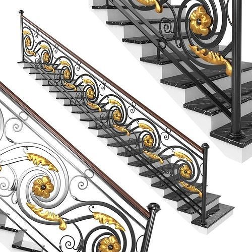 Straight classic stairs 3D model | CGTrader