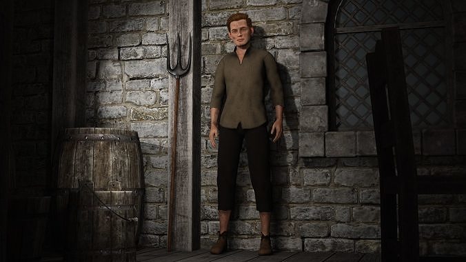 3D model Fantasy Tavern Stable Boy - Fantasy Clothing VR / AR / low ...