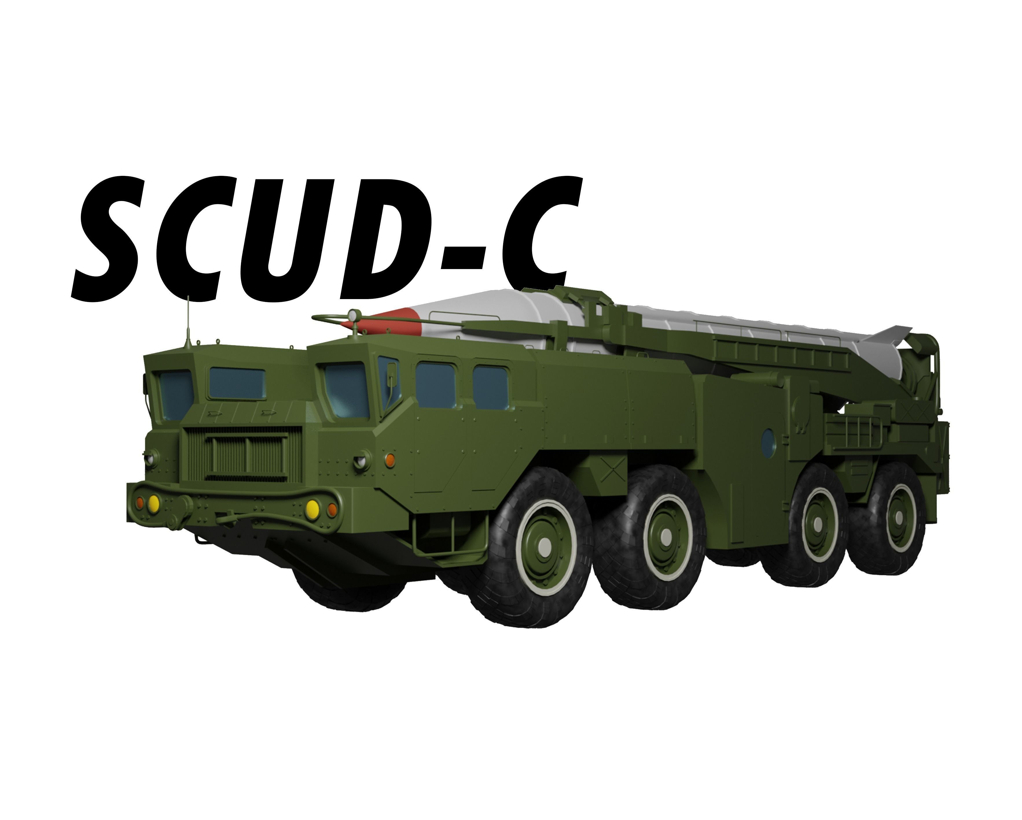 Low poly Hwasong-6 SCUD-C missile launcher 3D model | CGTrader