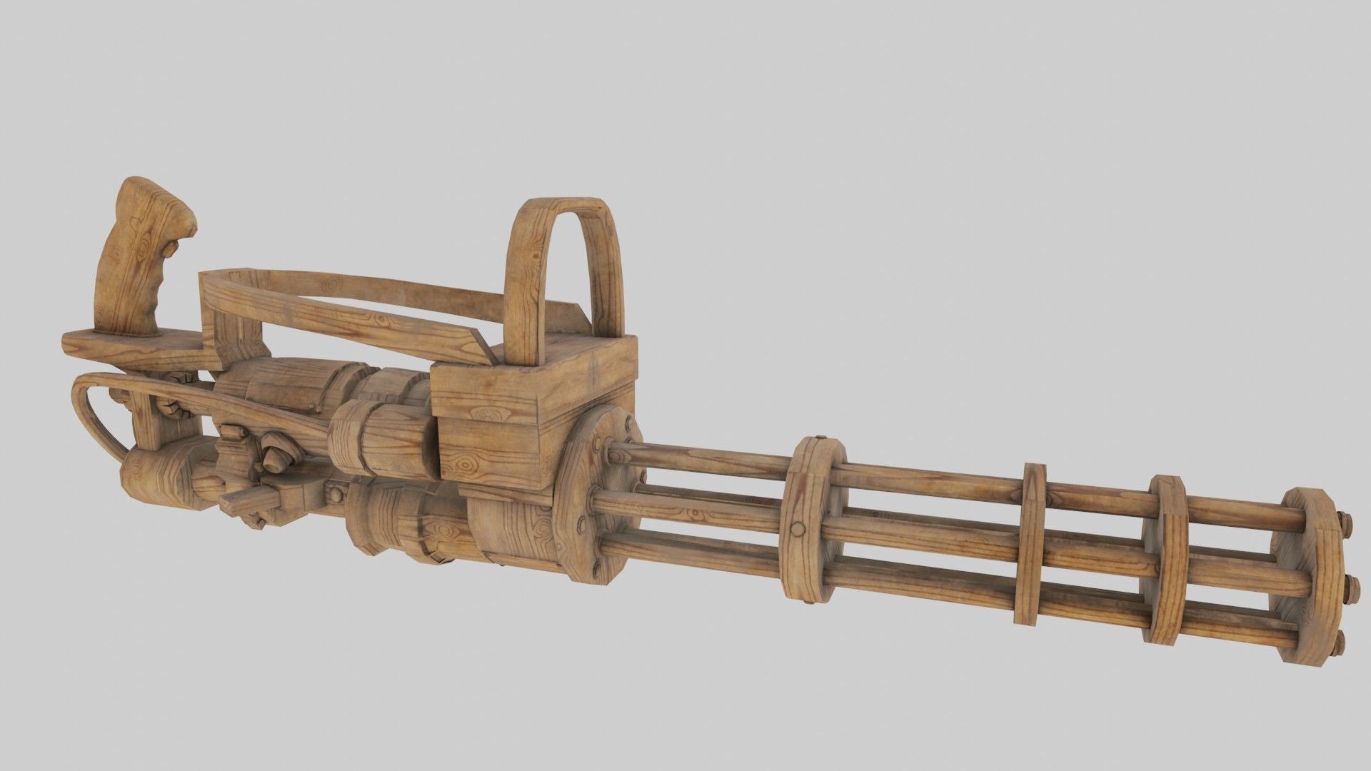 3D model Wooden Minigun VR / AR / low-poly | CGTrader