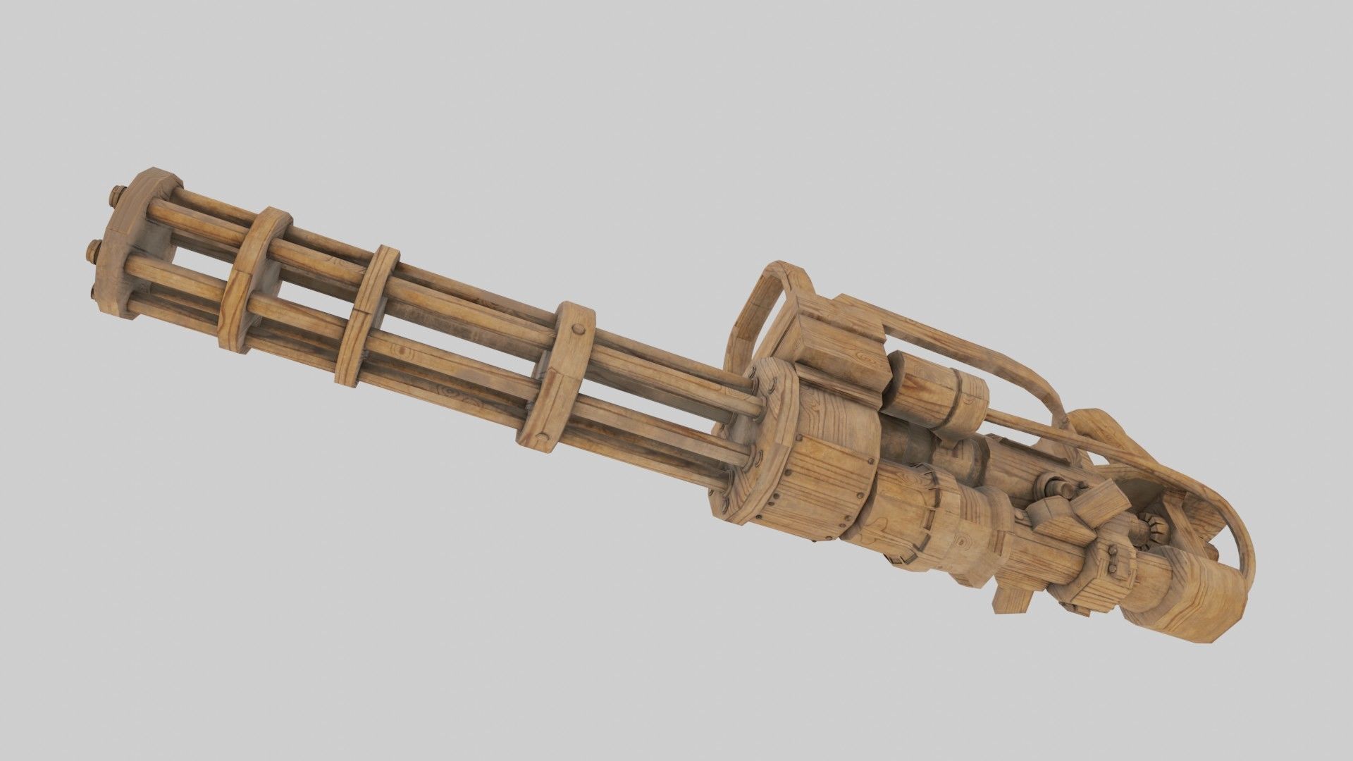 3D model Wooden Minigun VR / AR / low-poly | CGTrader