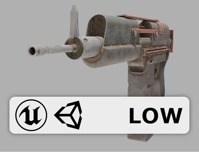 3D model Gun - Weapon - Apocalyptic - SMG - Rifle - Rust - Old VR / AR ...