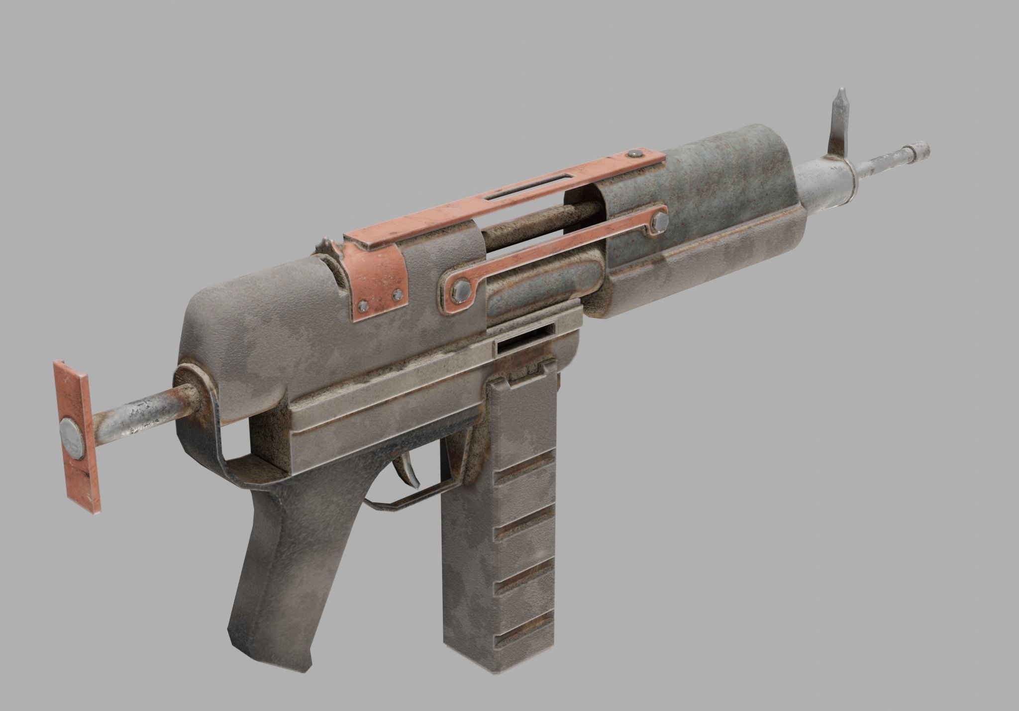 3D model Gun - Weapon - Apocalyptic - SMG - Rifle - Rust - Old VR / AR ...