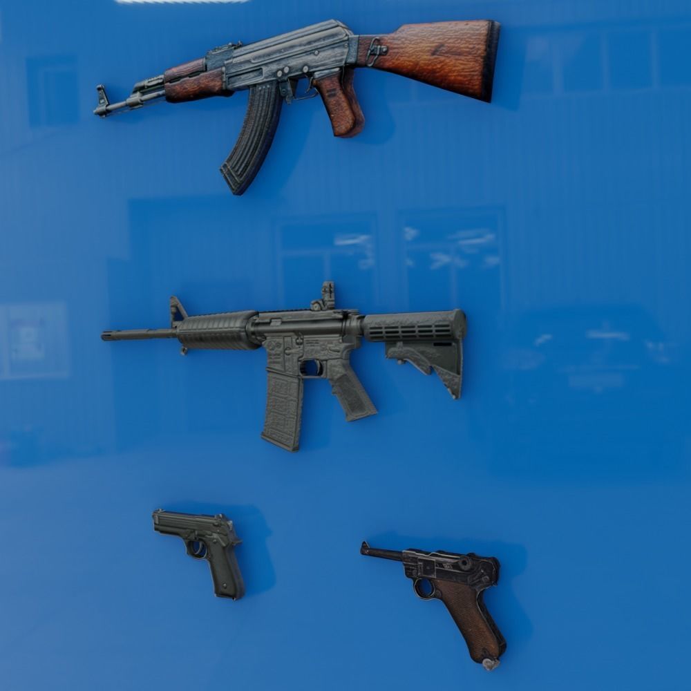 SEMI REALISTIC GUN PACK free VR / AR / low-poly 3D model | CGTrader