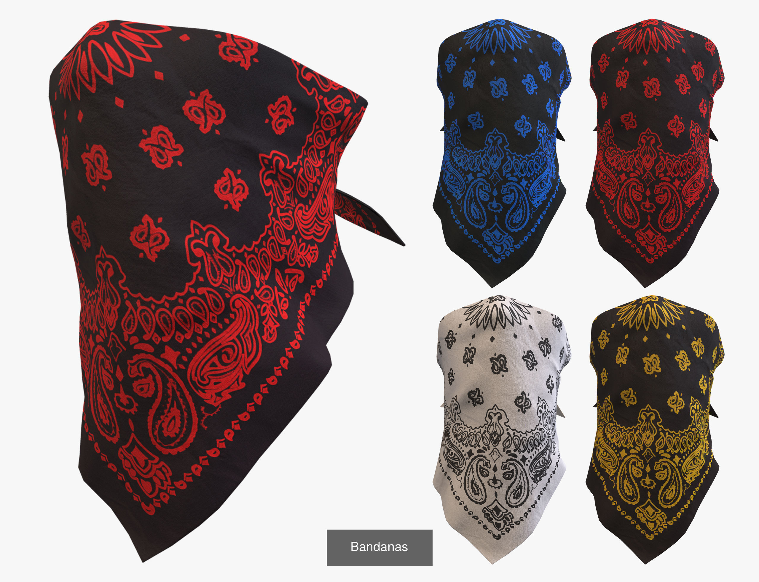 3D Model Collection Bandanas pack VR / AR / low-poly | CGTrader