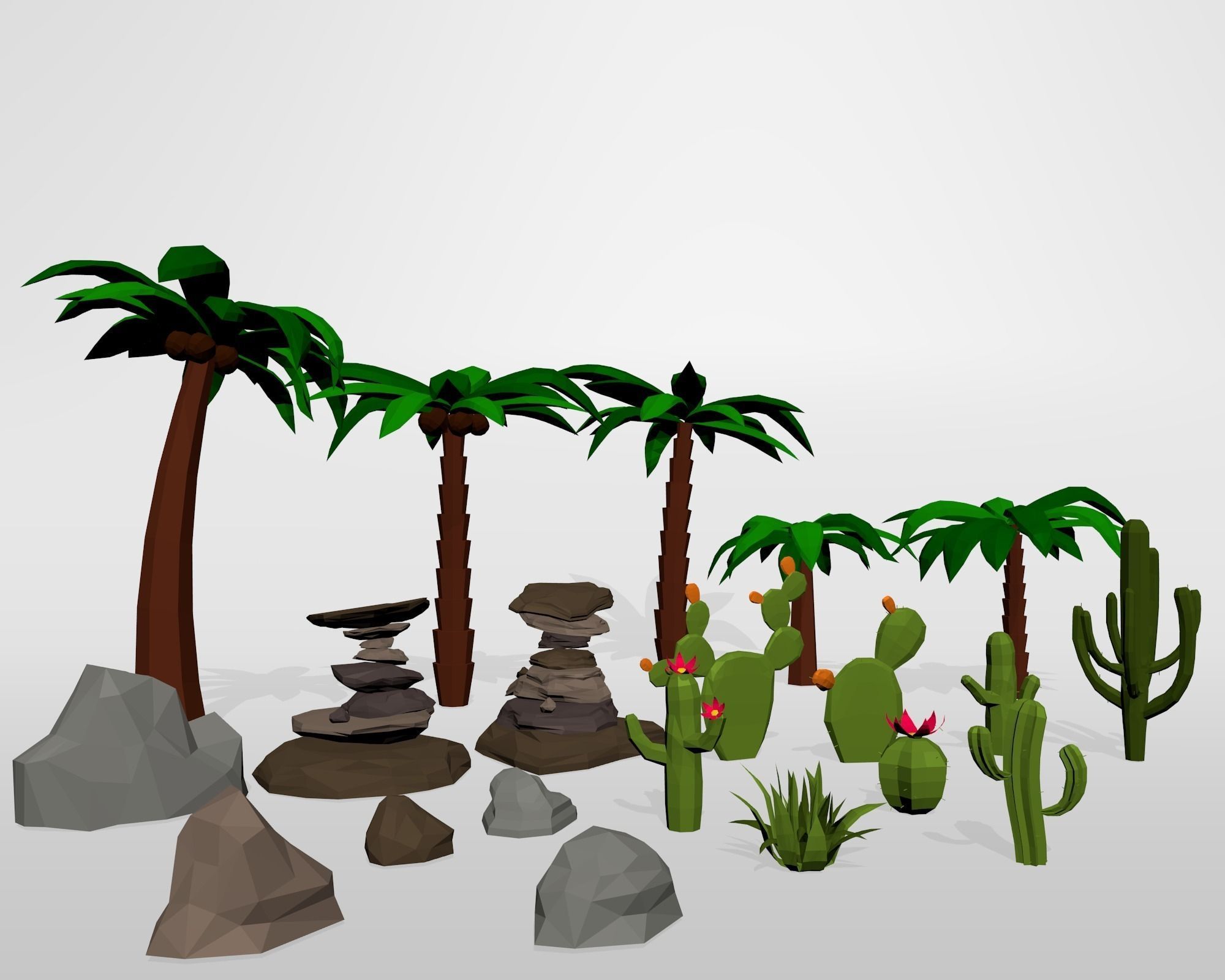 3D model Oasis desert low poly set VR / AR / low-poly | CGTrader