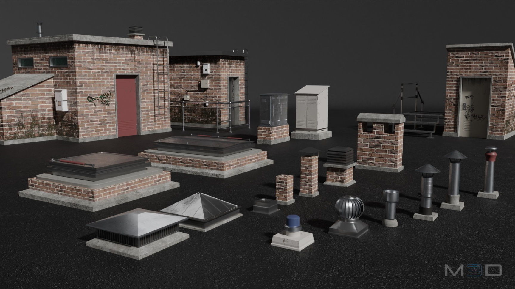 3D model Rooftop Props Collection VR / AR / low-poly | CGTrader