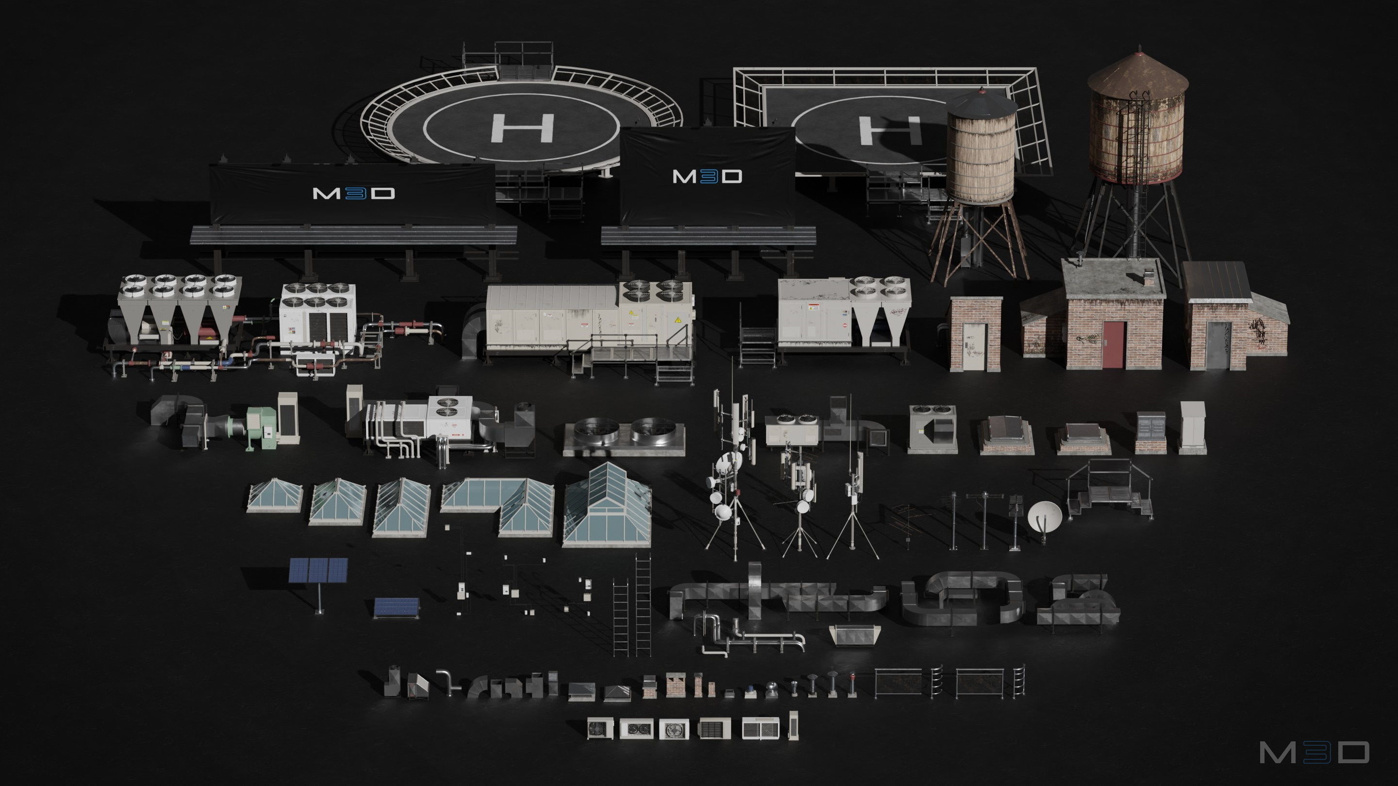 3D model Rooftop Props Collection VR / AR / low-poly | CGTrader