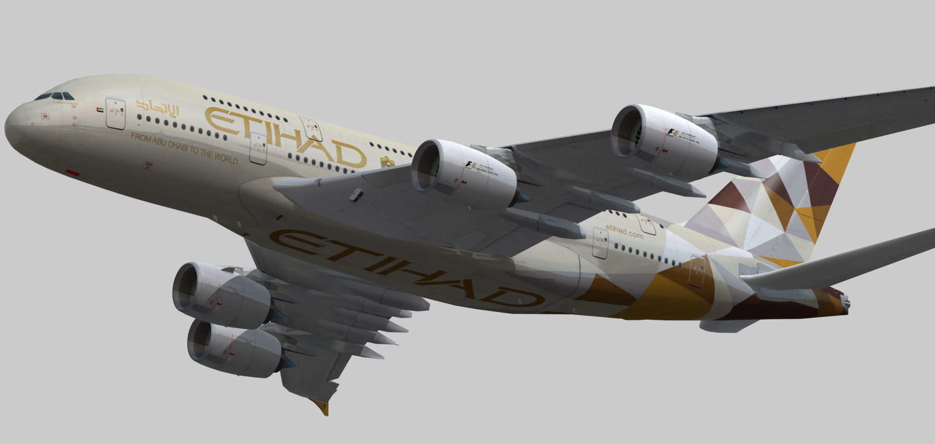 3D model Airbus A380-8 Etihad Airways livery VR / AR / low-poly rigged ...