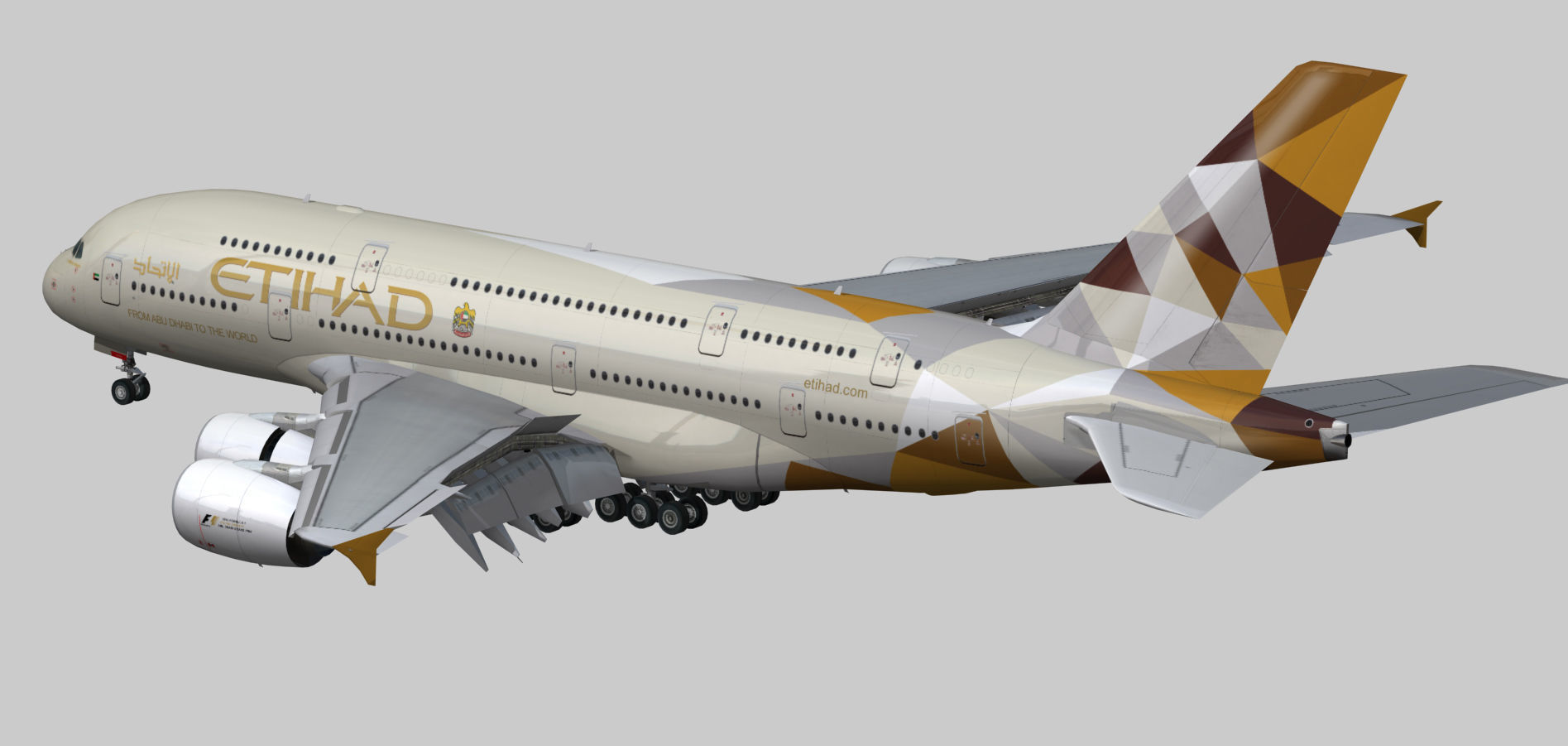 3D model Airbus A380-8 Etihad Airways livery VR / AR / low-poly rigged ...