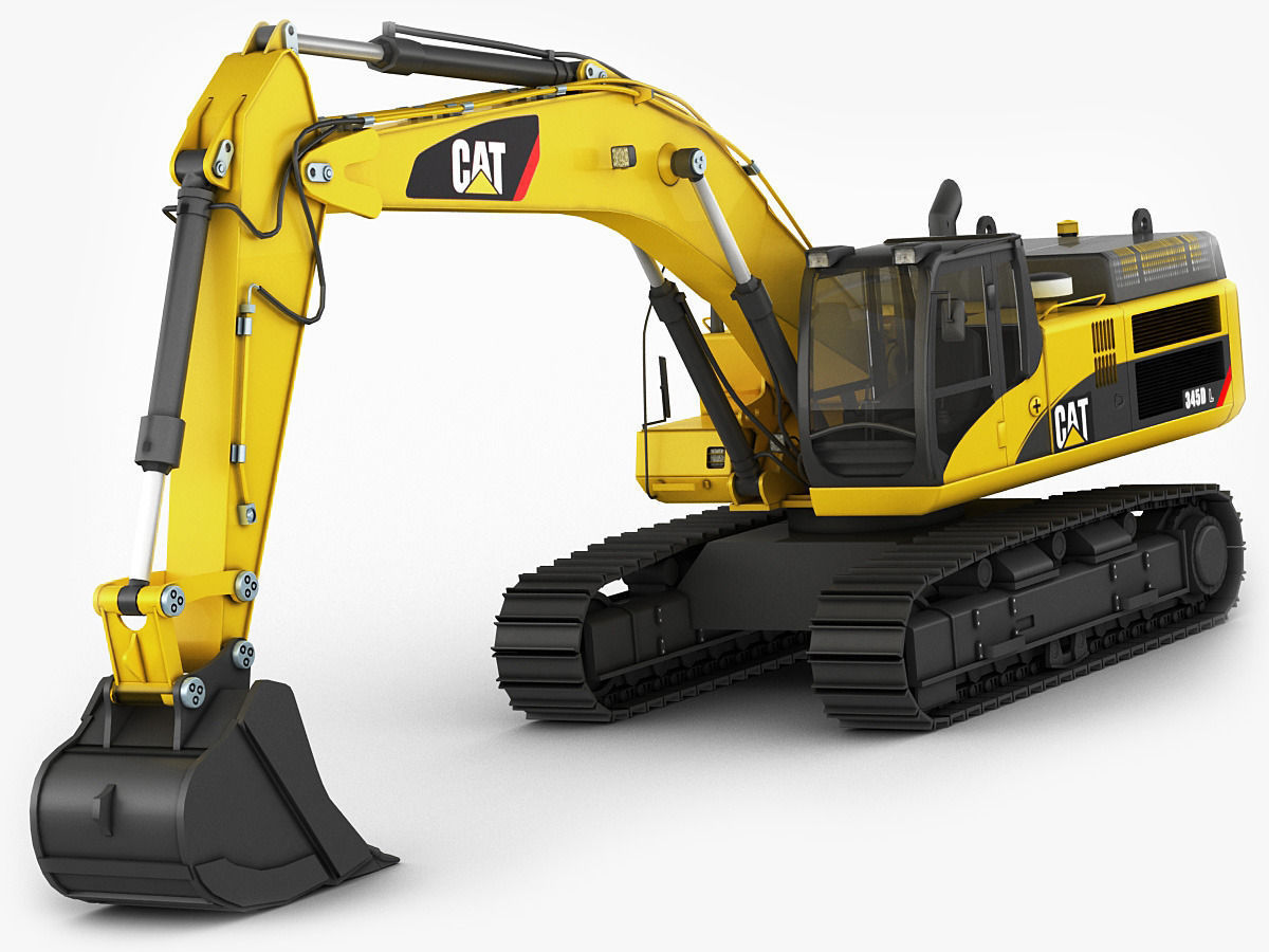 3D model Excavator CAT 345 DL VR / AR / low-poly MAX OBJ 3DS FBX C4D ...
