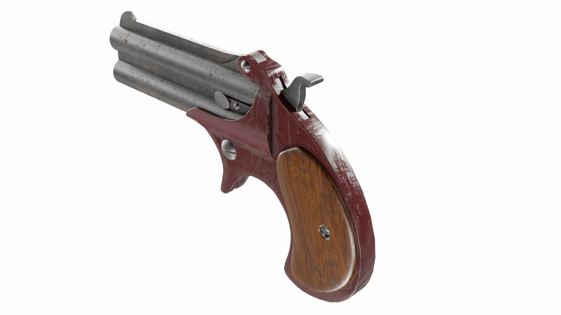 Derringer revolver with wooden handle 3D model | CGTrader
