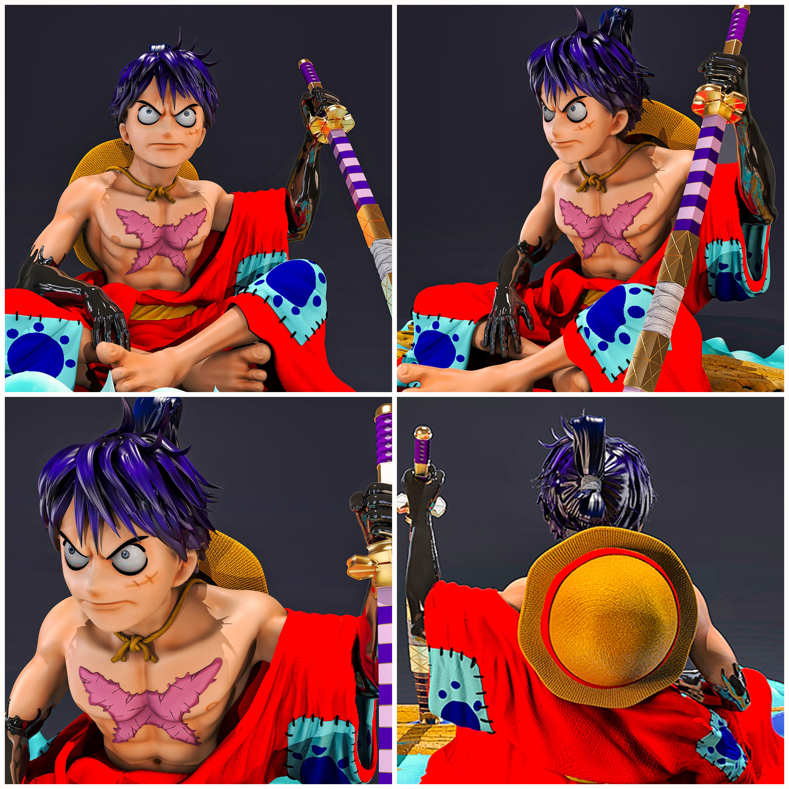 Luffy samurai 3D model 3D printable | CGTrader