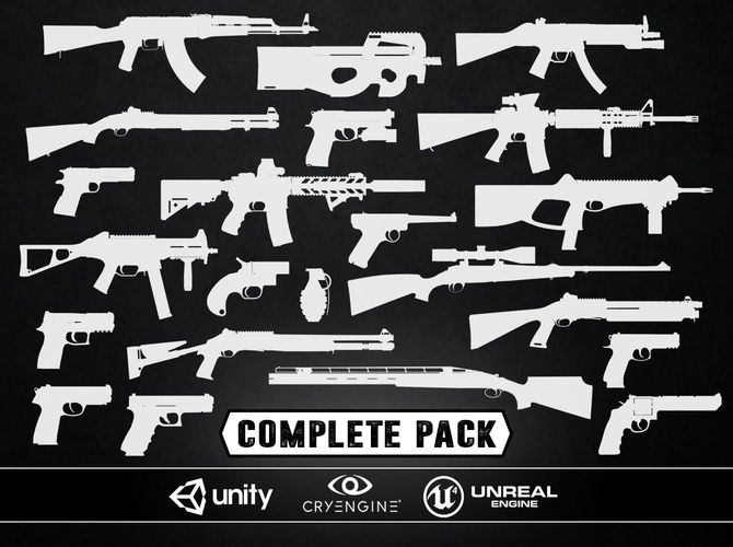 3D model COMPLETE WEAPONS PACK - Models and Textures VR / AR / low-poly ...