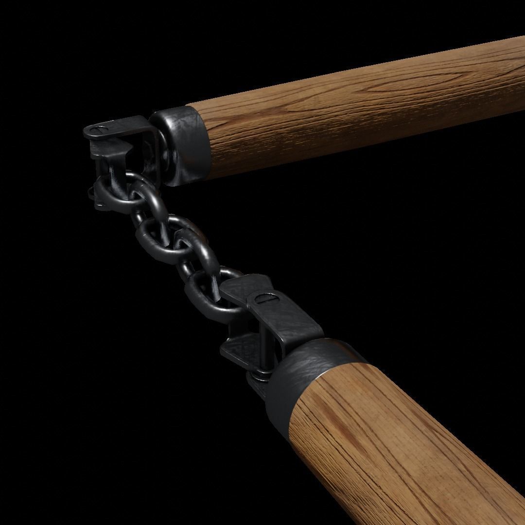 Triple Nunchaku 3D model rigged | CGTrader