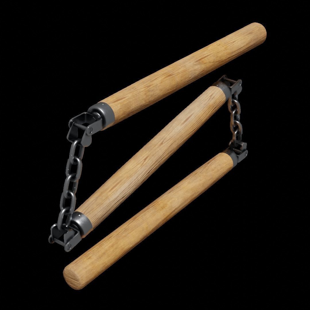 Triple Nunchaku 3D model rigged | CGTrader
