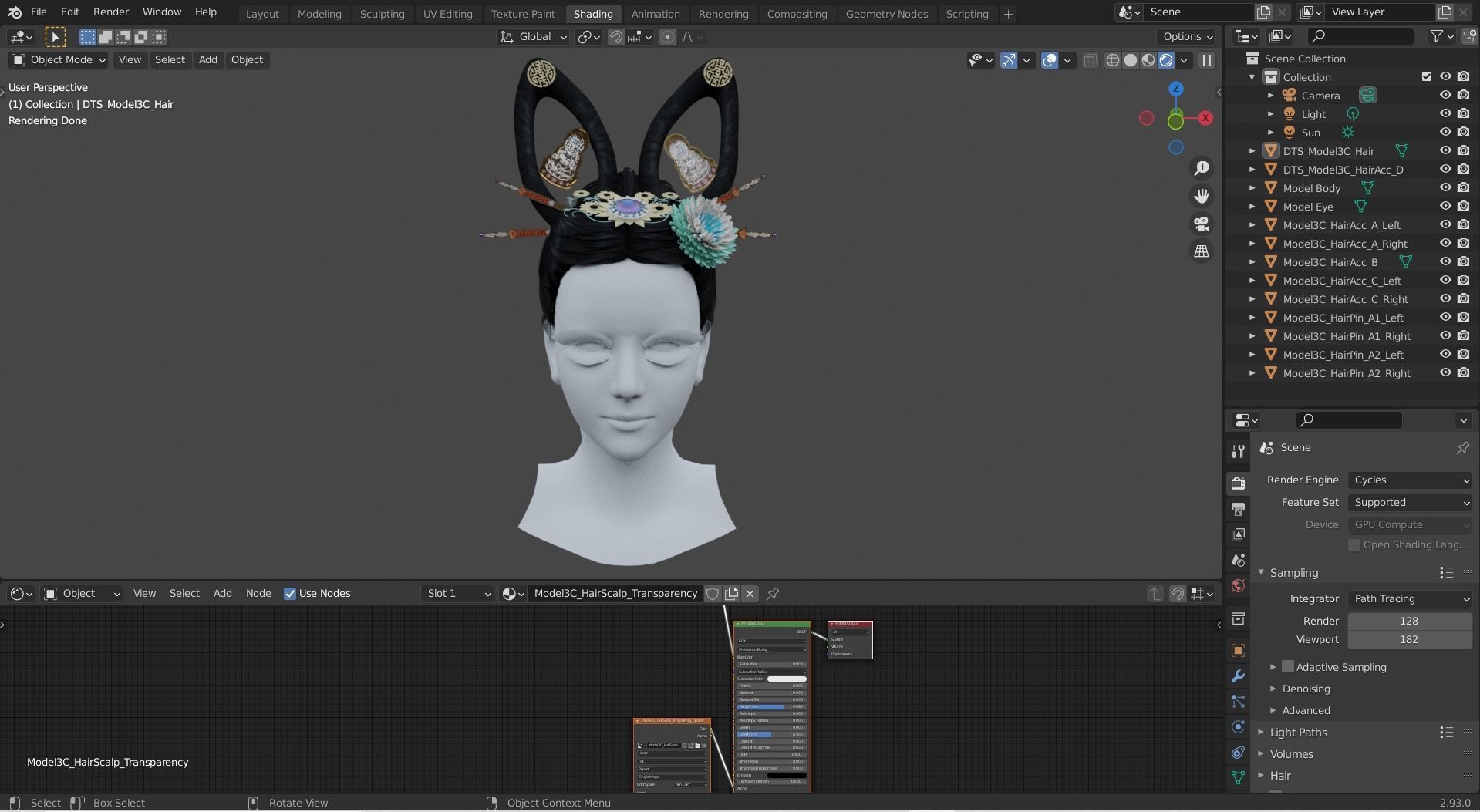 3D model DTS - Model 3C Hair VR / AR / low-poly | CGTrader