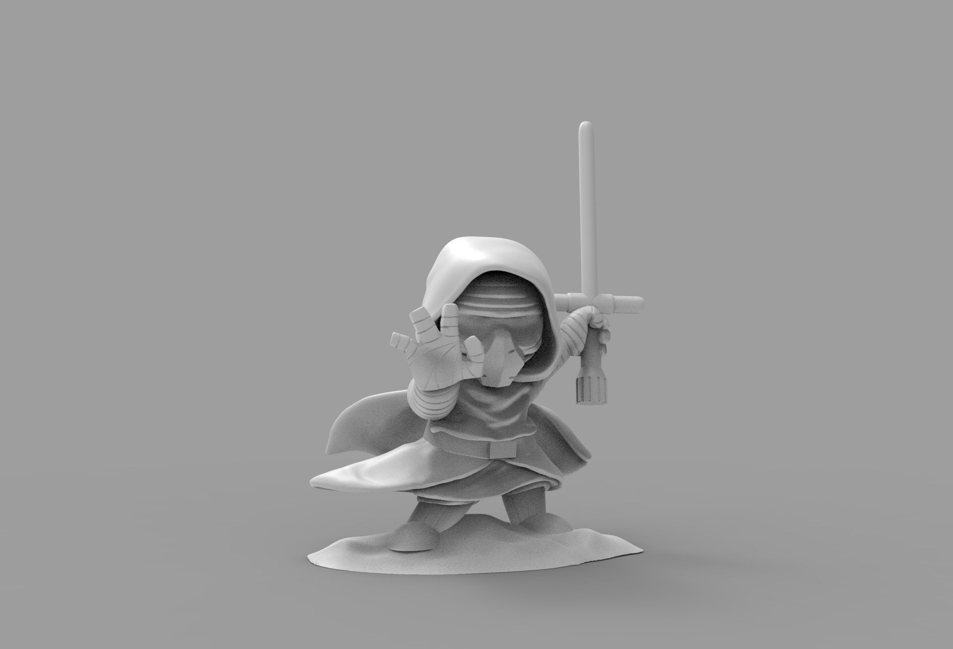 Star Wars Chibi Kylo Ren Sith With Light saber PRINTING DIORAMA 3D ...