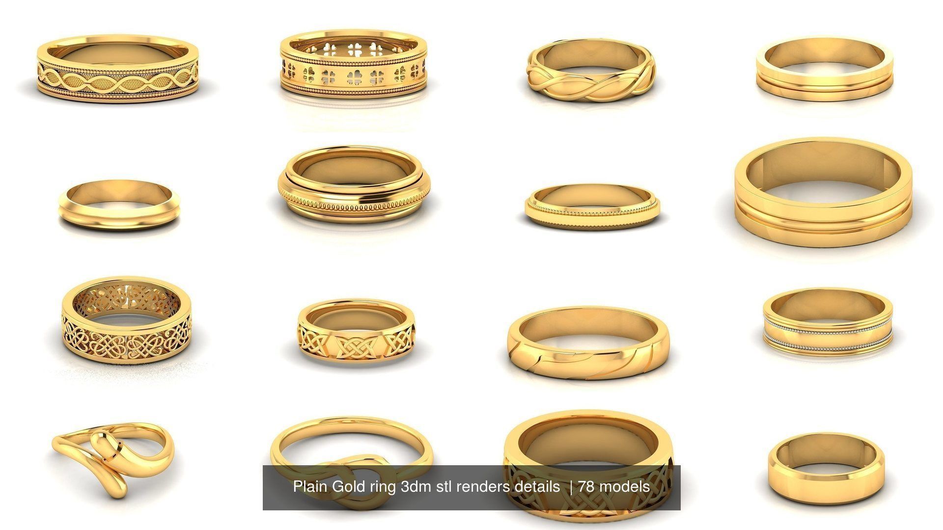 78 Plain Gold ring 3dm stl renders details 3D Model Collection | CGTrader