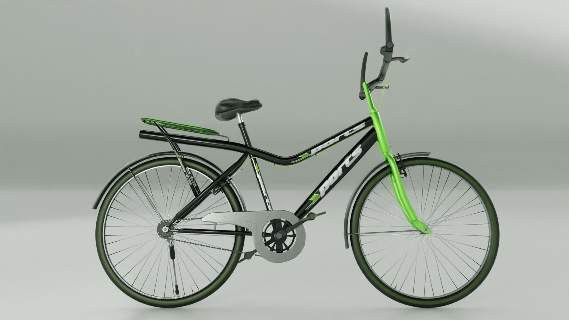 GREEN AND BLACK COLORED STUNNING SPORTS CYCLE 3D model | CGTrader