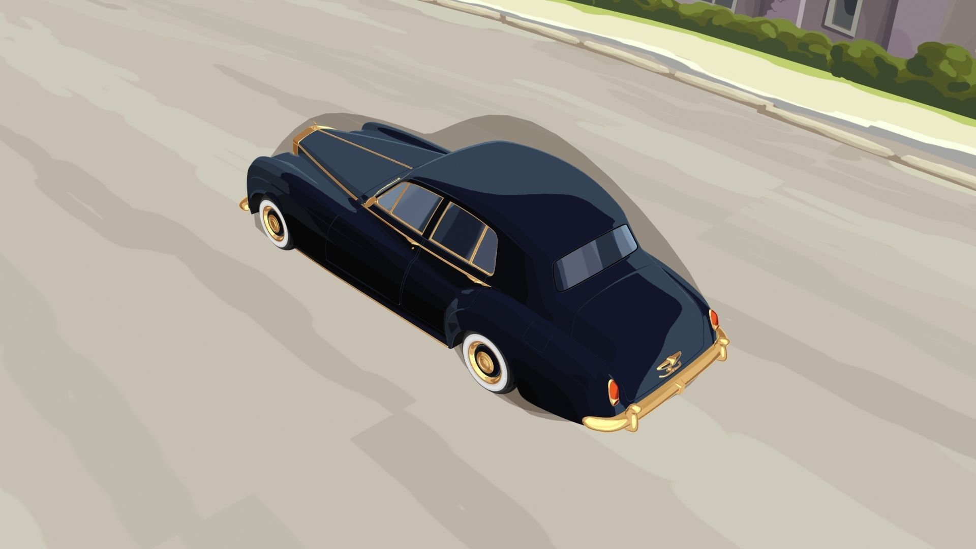 Rich car Scrooge Rolls cartoon scene original toon shaders 3D model ...