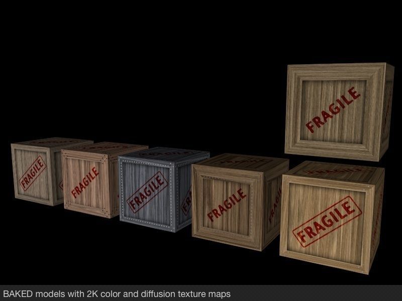 3D model Fragile Wooden Crates Pack VR / AR / low-poly | CGTrader