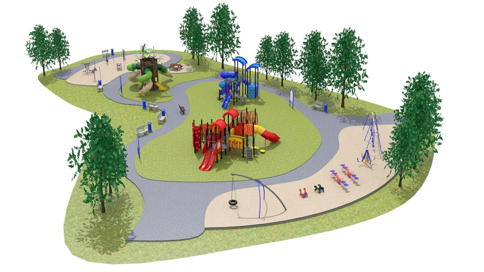 Playground Park 3D model animated | CGTrader