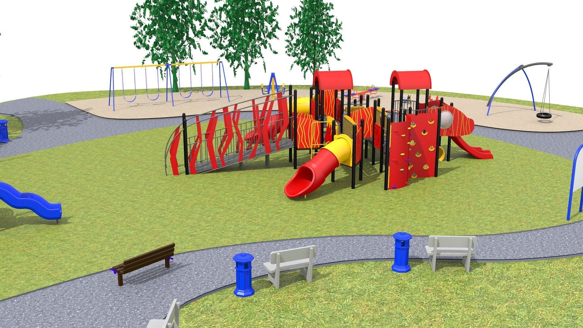 Playground Park 3D model animated | CGTrader