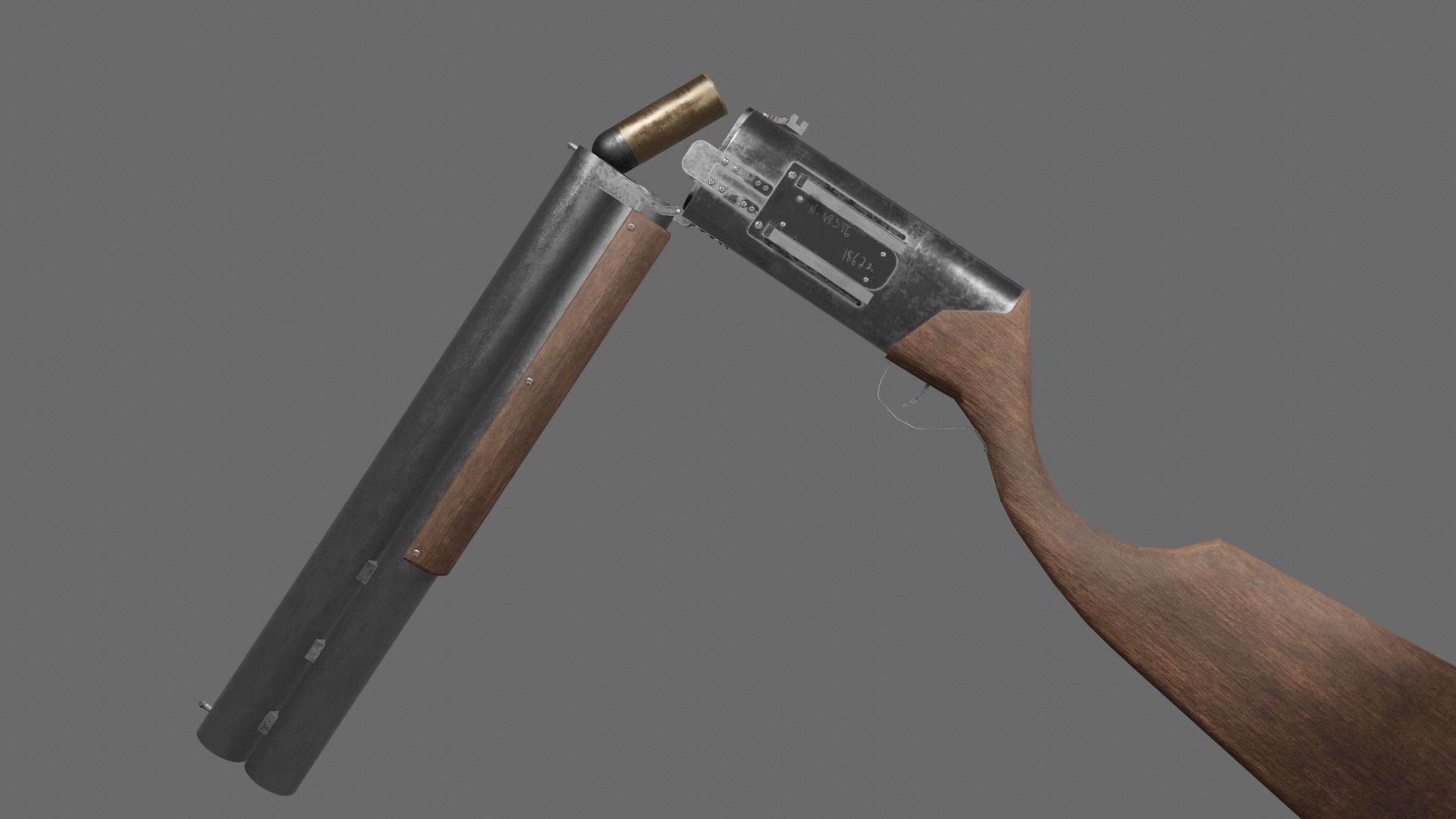 two-barrel grenade launcher free 3D model | CGTrader