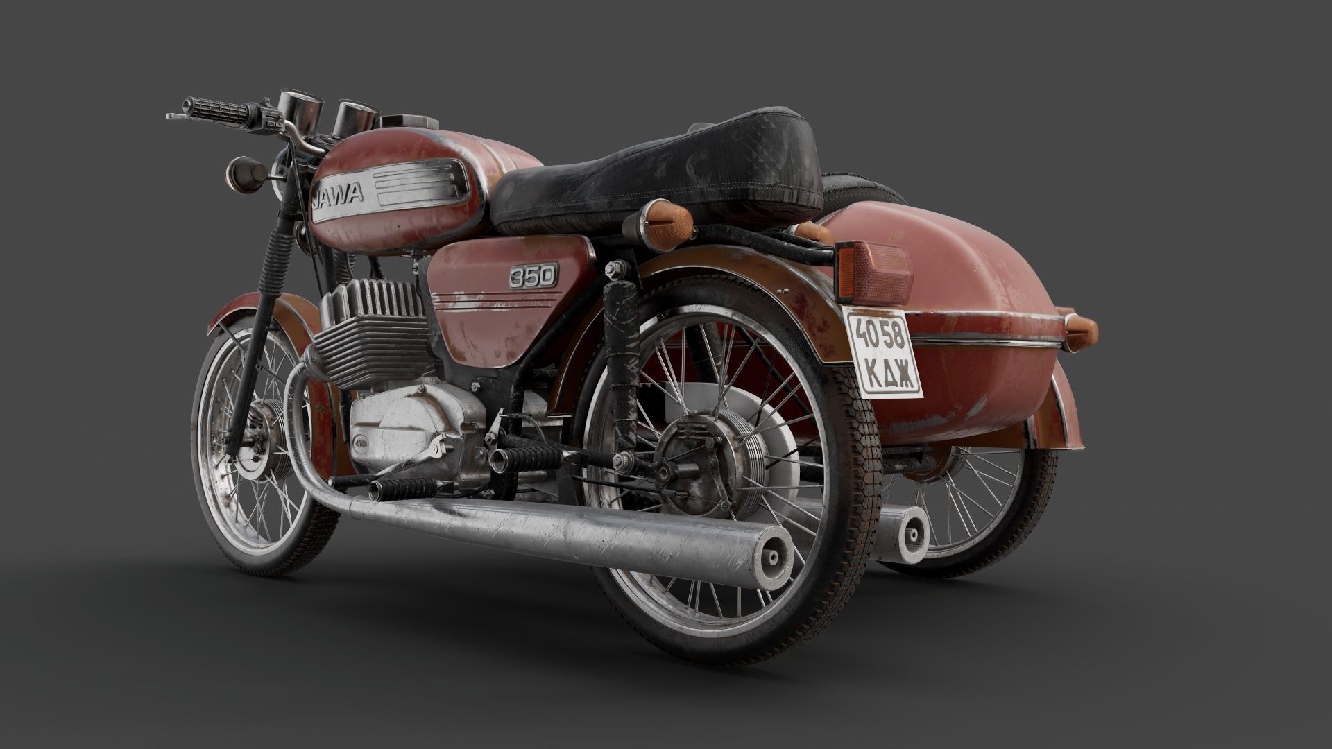 Motorcycle Jawa 350 with a sidecar 3D model | CGTrader
