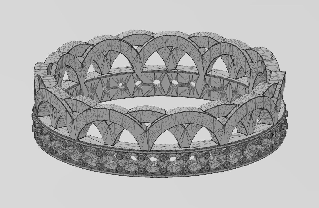 Diamond celtic arch band US sizes 6 7 8 3D model 3D printable | CGTrader