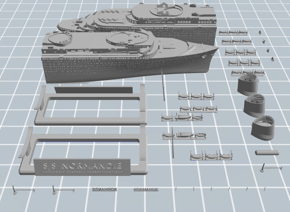 SS Normandie ocean liner 1-600 scale printable model kit 3D model 3D ...