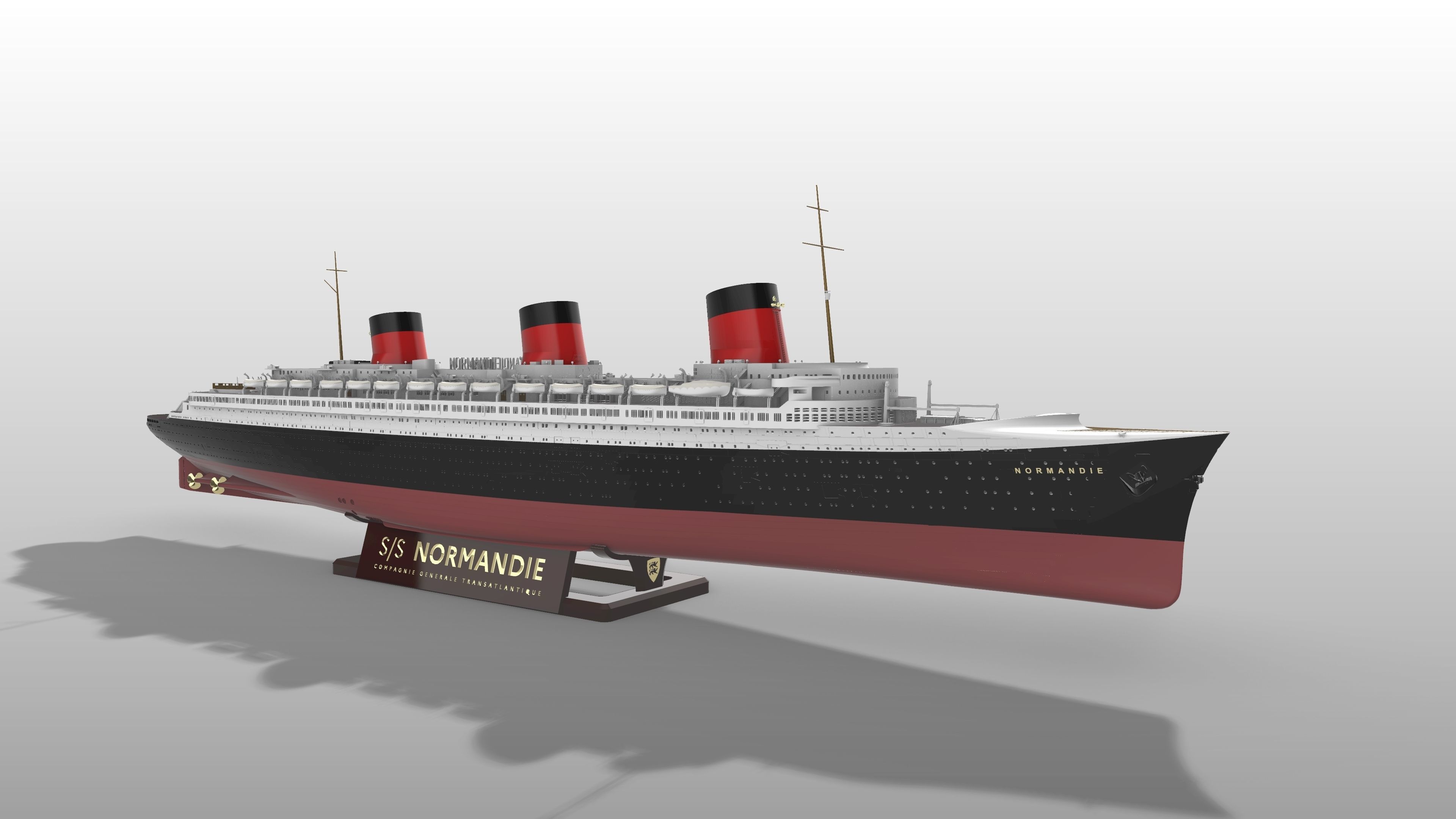 SS Normandie ocean liner 1-600 scale printable model kit 3D model 3D ...
