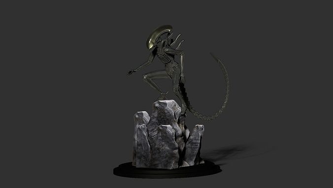 Alien in hunter mode 3D model 3D printable | CGTrader