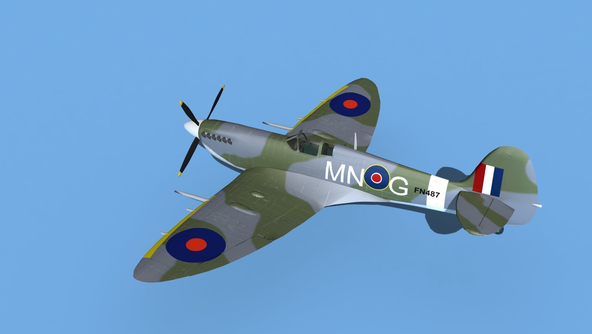 Supermarine Spitfire Mk IXb V03 3D model animated rigged | CGTrader