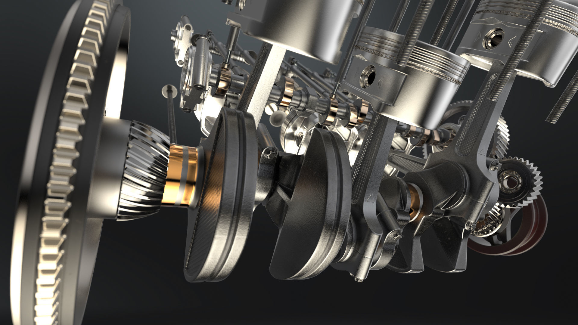 V6 Engine Working Animated 3D model animated rigged | CGTrader