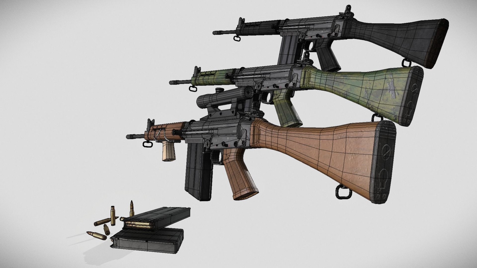 3D model Battle rifle minipack VR / AR / low-poly | CGTrader