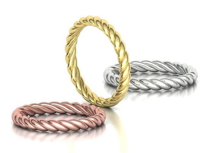 Twisted Rope Wedding Ring Stackable Ring 3dmodel 3D model 3D printable ...