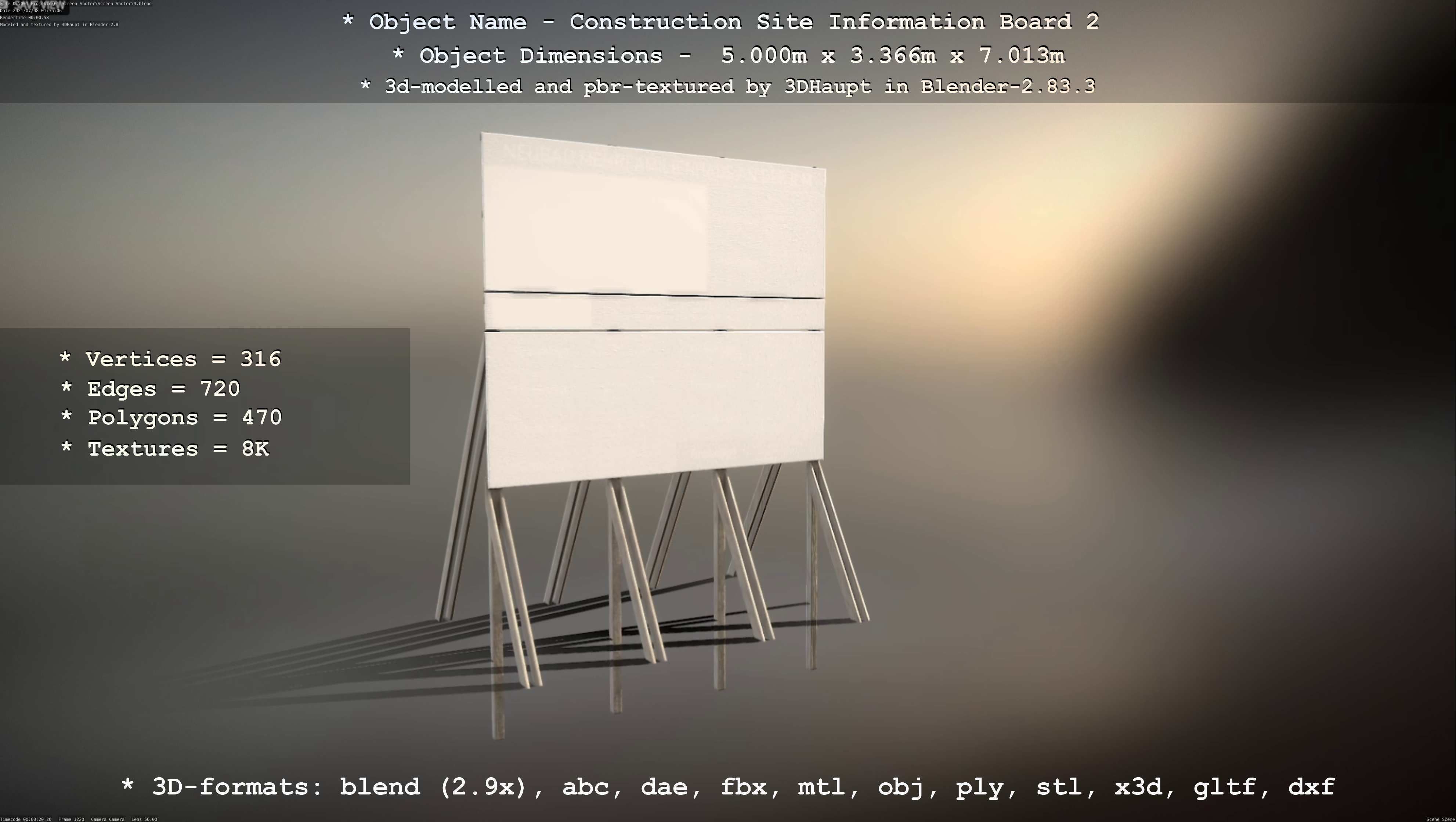 3D model Construction Site Information Board 2 VR / AR / low-poly ...