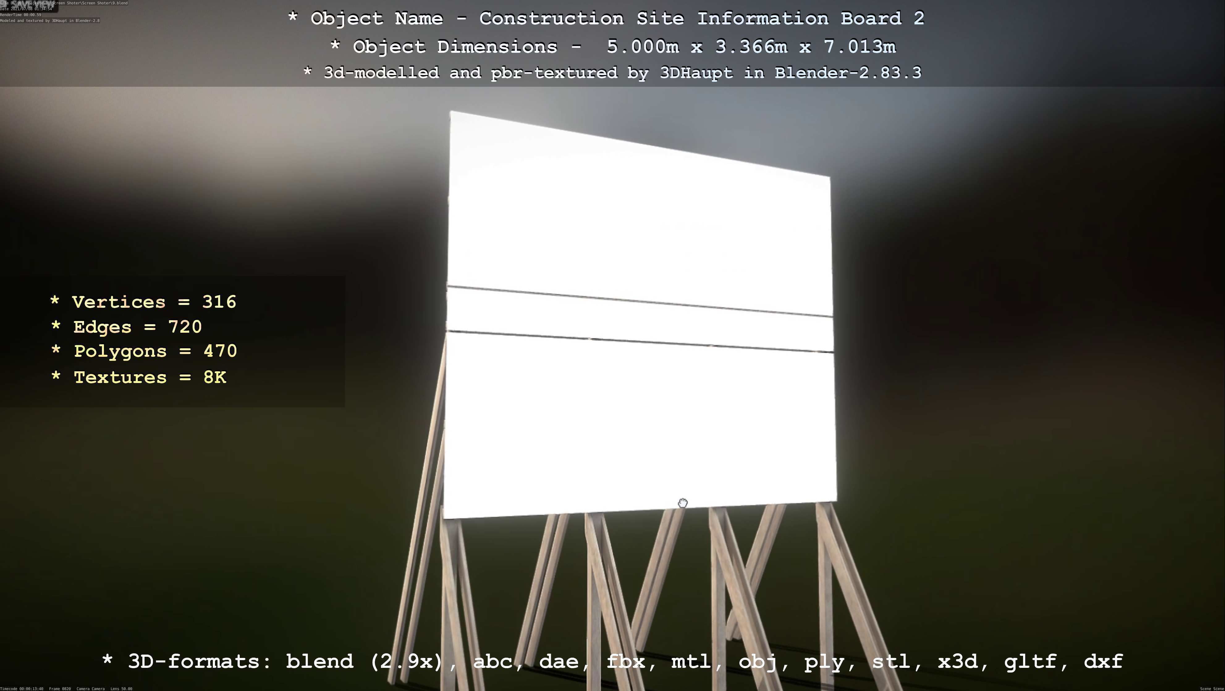 3D model Construction Site Information Board 2 VR / AR / low-poly ...