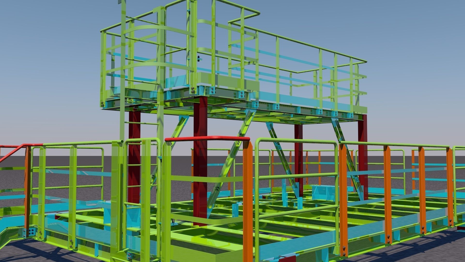 3D model Steel two-level platform VR / AR / low-poly | CGTrader