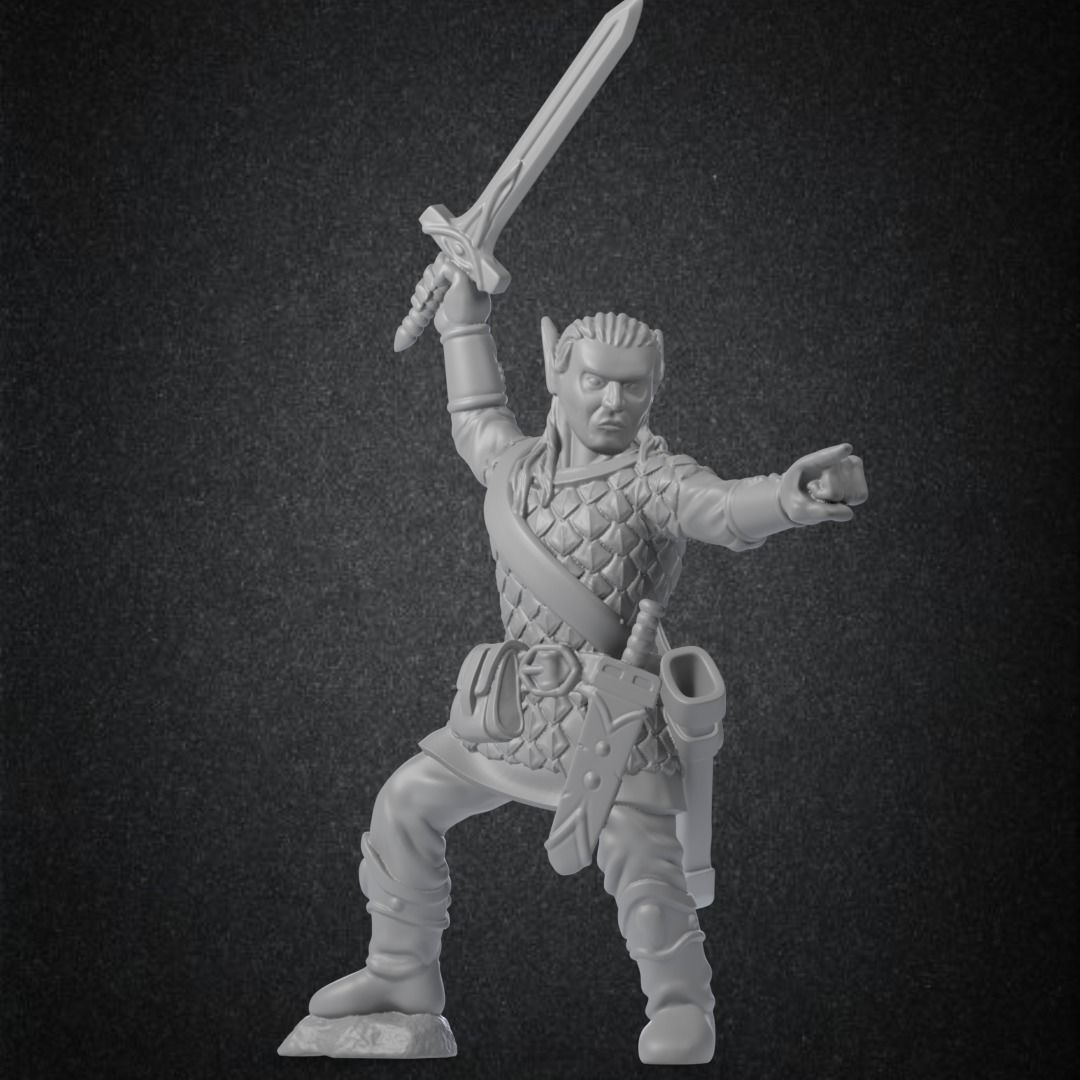 High elf paladin RPG Miniature - pre-supported STL 3D model 3D ...