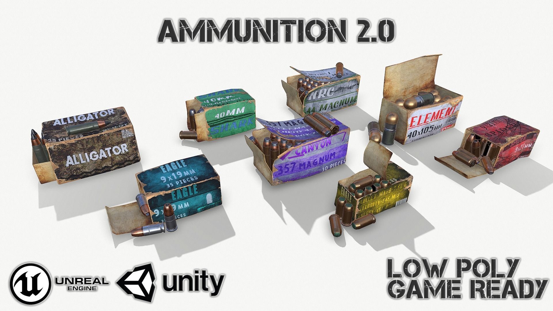 3D model Ammunition 2 box of bullets VR / AR / low-poly | CGTrader