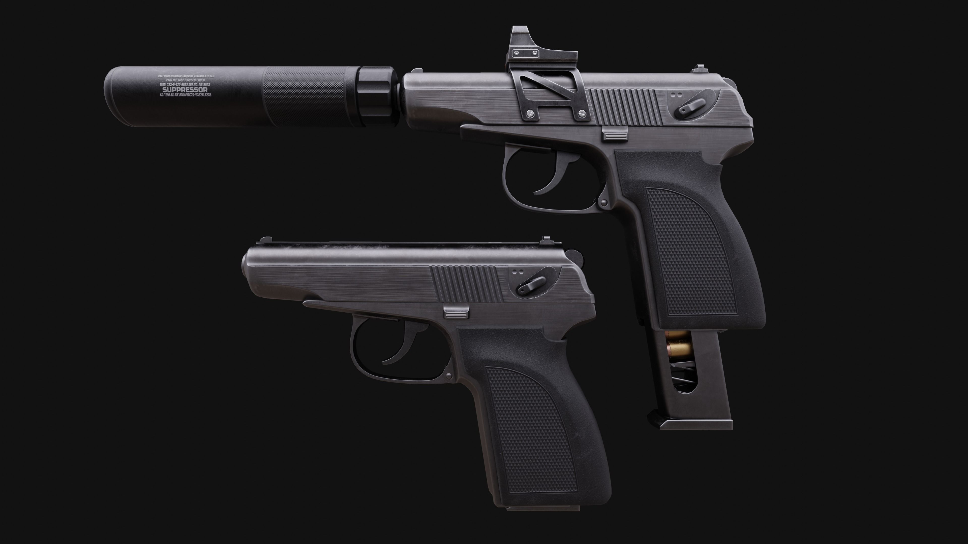 Lowpoly Game-Ready Makarov-pm 4K PBR textures Model free VR / AR / low ...