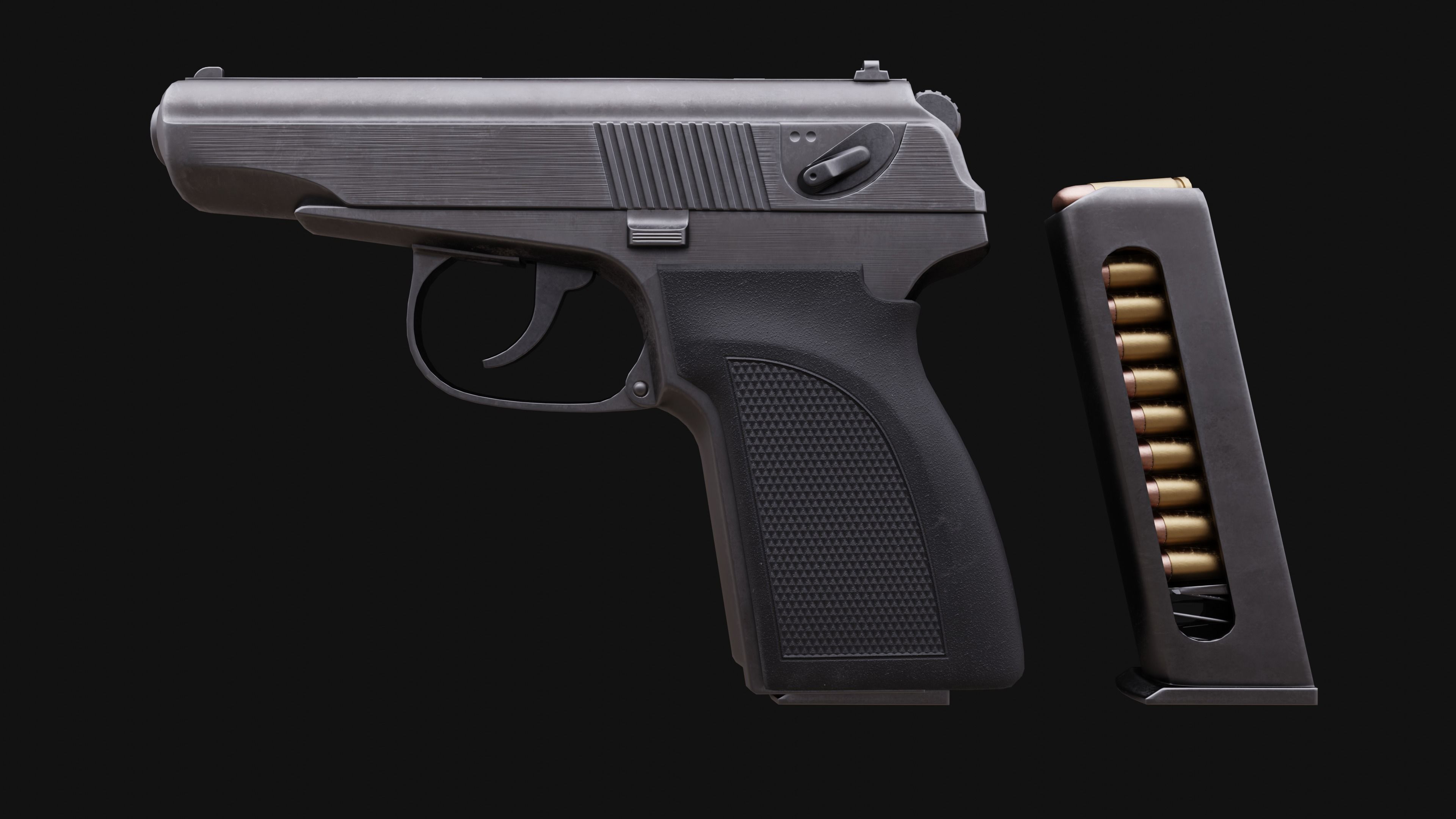 Lowpoly Game-Ready Makarov-pm 4K PBR textures Model free VR / AR / low ...