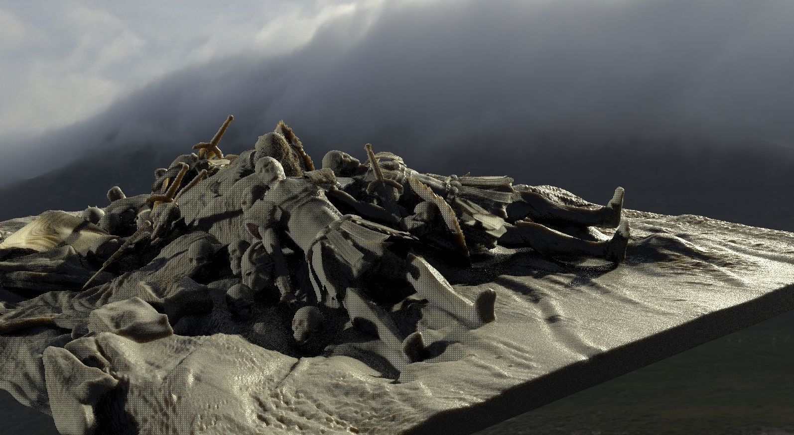 Battlefield aftermath with weapons 3D model | CGTrader