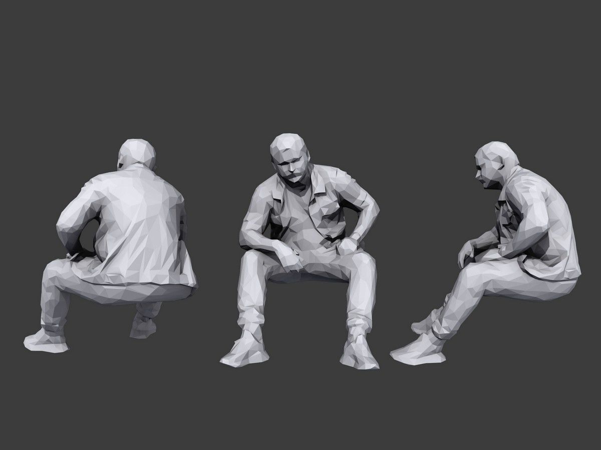 3D model Lowpoly People Sitting Pack Volume 8 VR / AR / low-poly | CGTrader