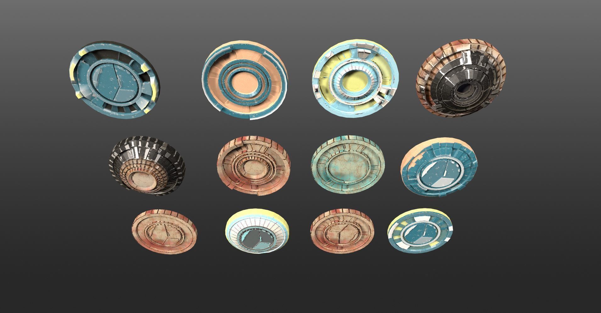 3D model Mech HUD COMPONENTS KITBASH display stand base VR / AR / low ...