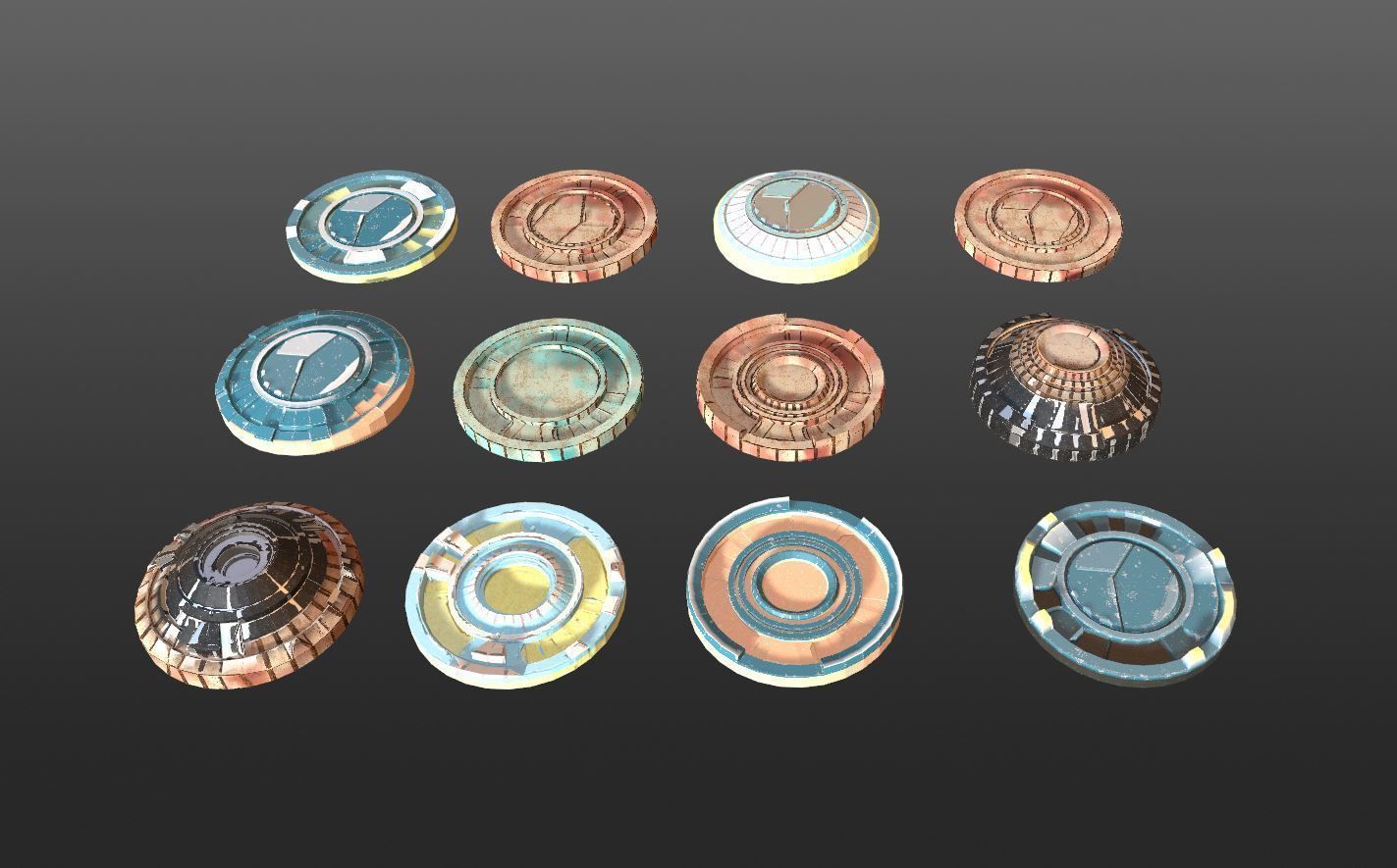 3D model Mech HUD COMPONENTS KITBASH display stand base VR / AR / low ...